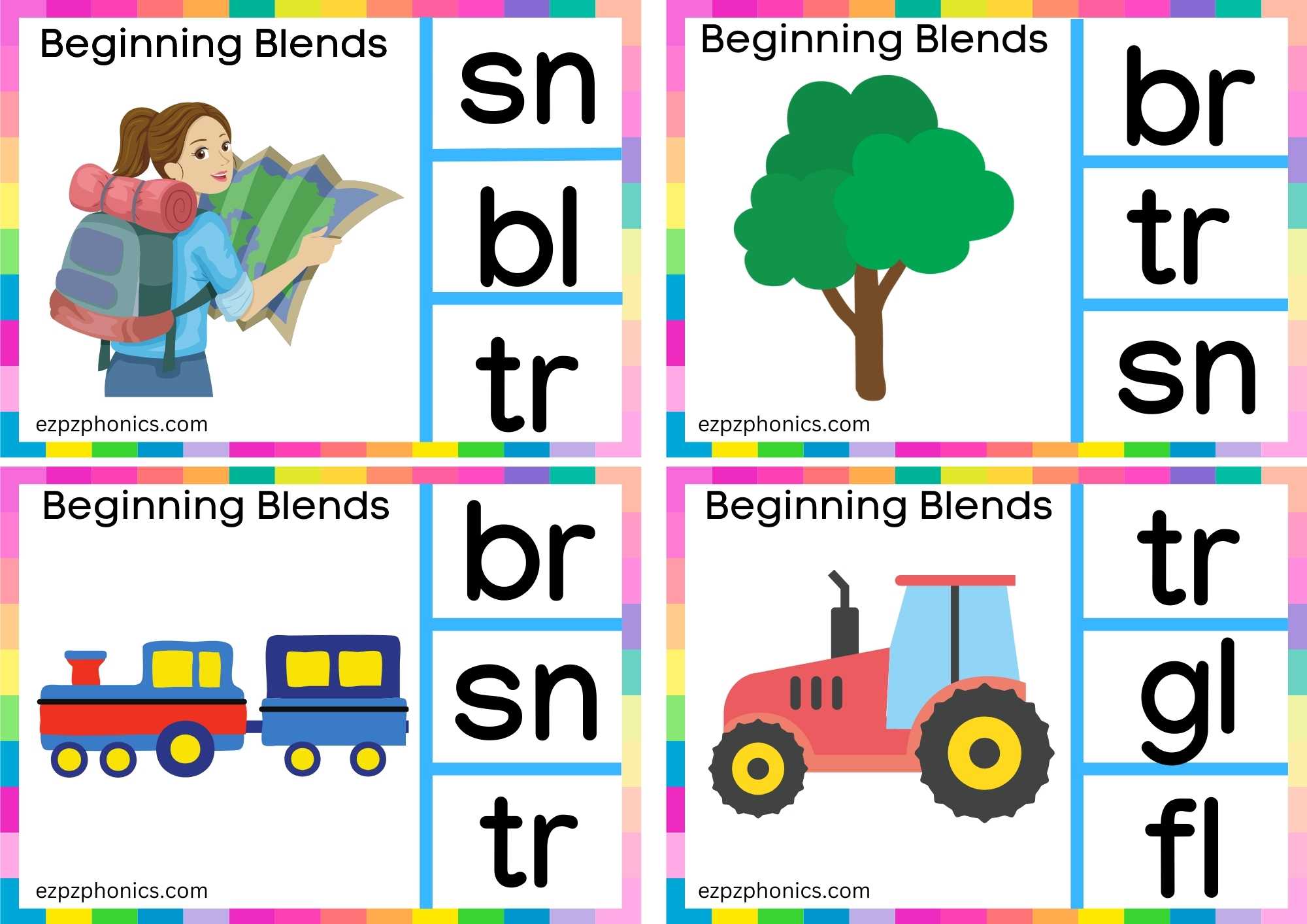TR Beginning Blends Clip Cards Look At The Images And Clip The Correct ...