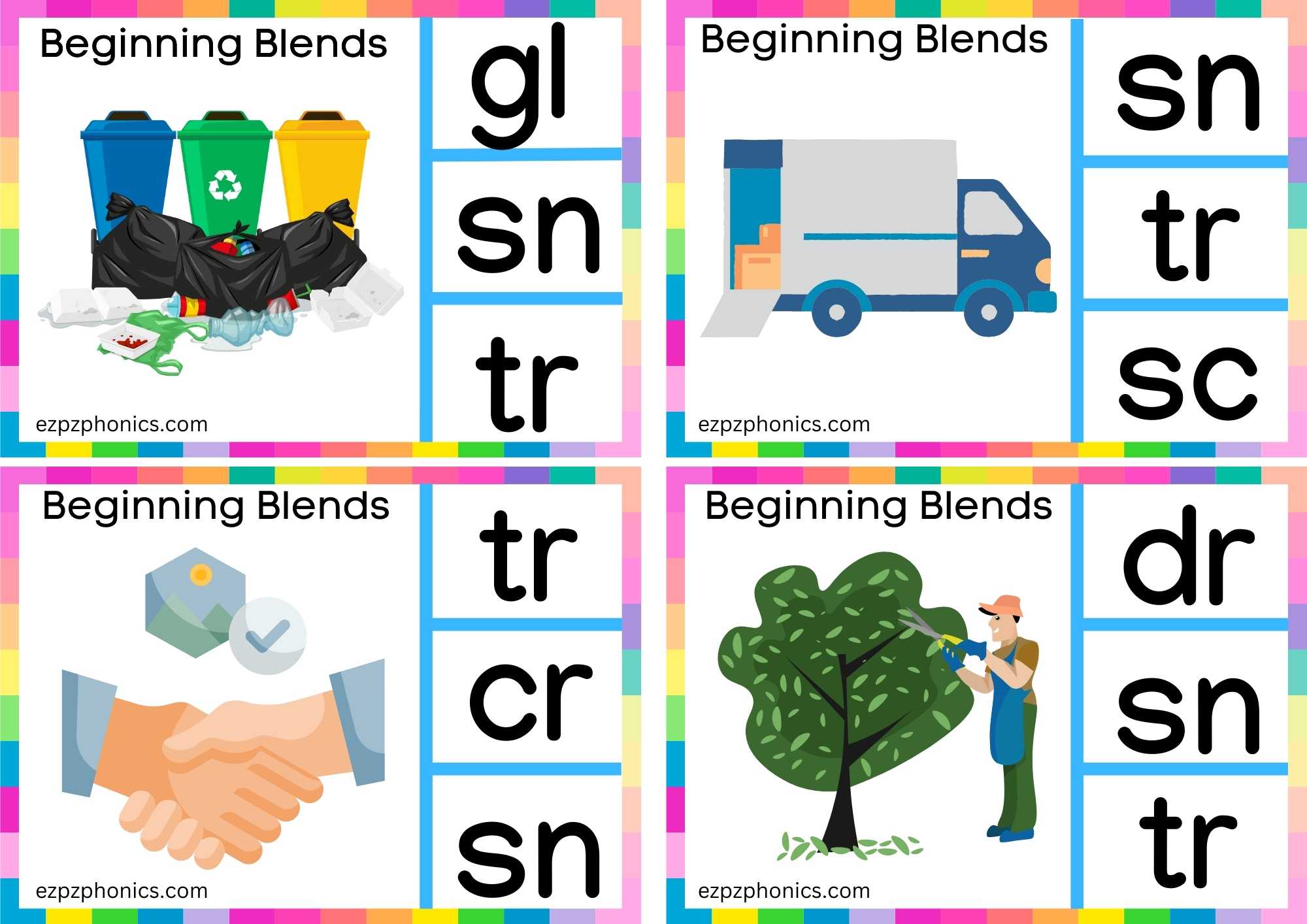 TR Beginning Blends Clip Cards Look At The Images And Clip The Correct ...