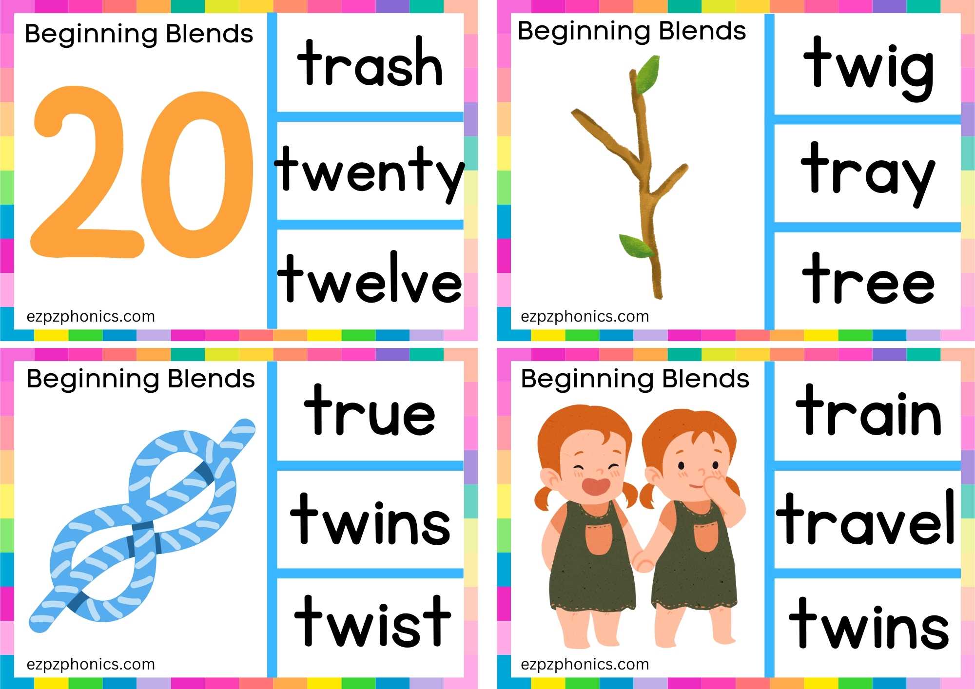TW Beginning Blends Clip Cards Read The Words And Clip The Correct ...