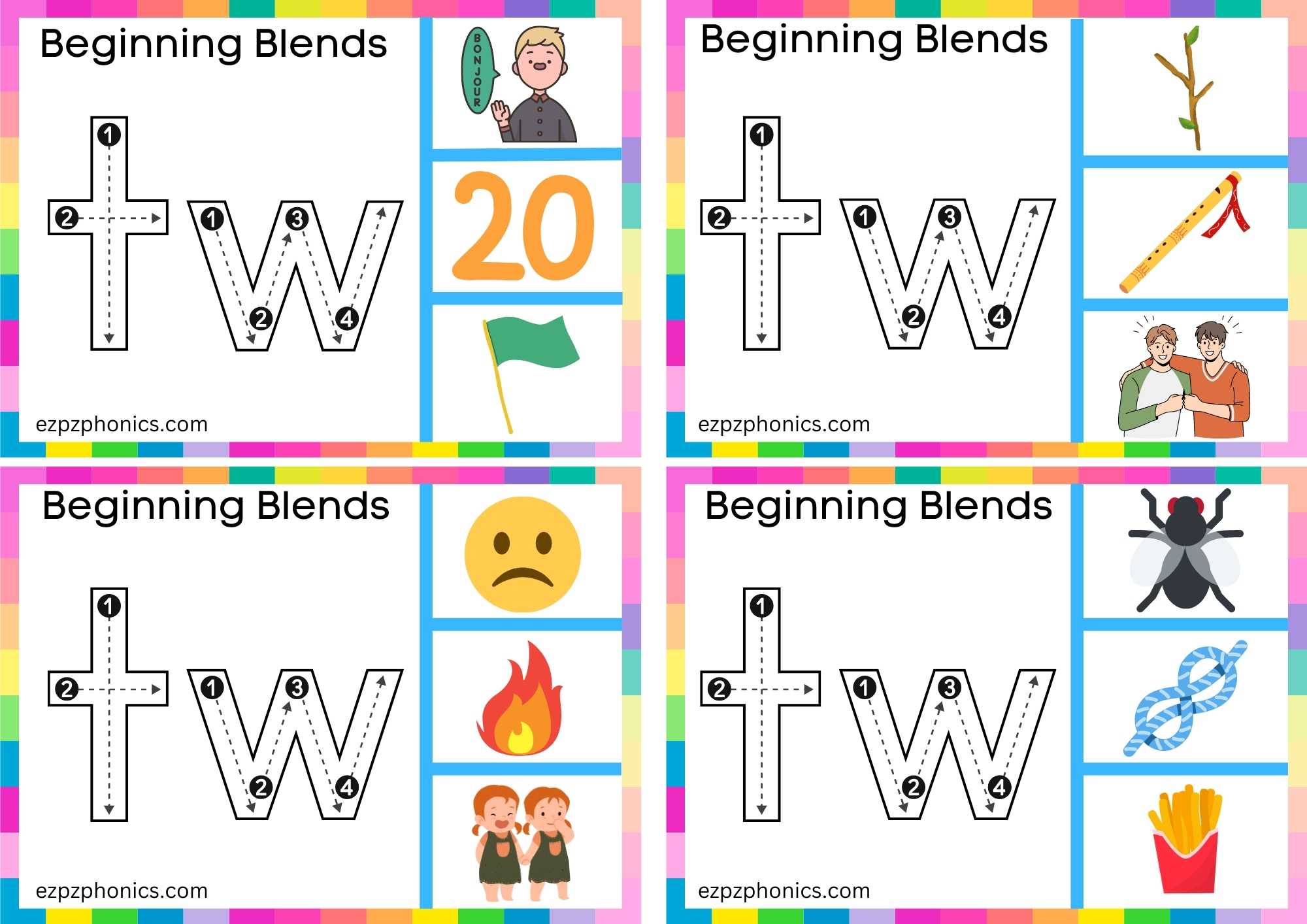TW Beginning Blends Clip Cards Trace The Letters And Clip The Correct ...