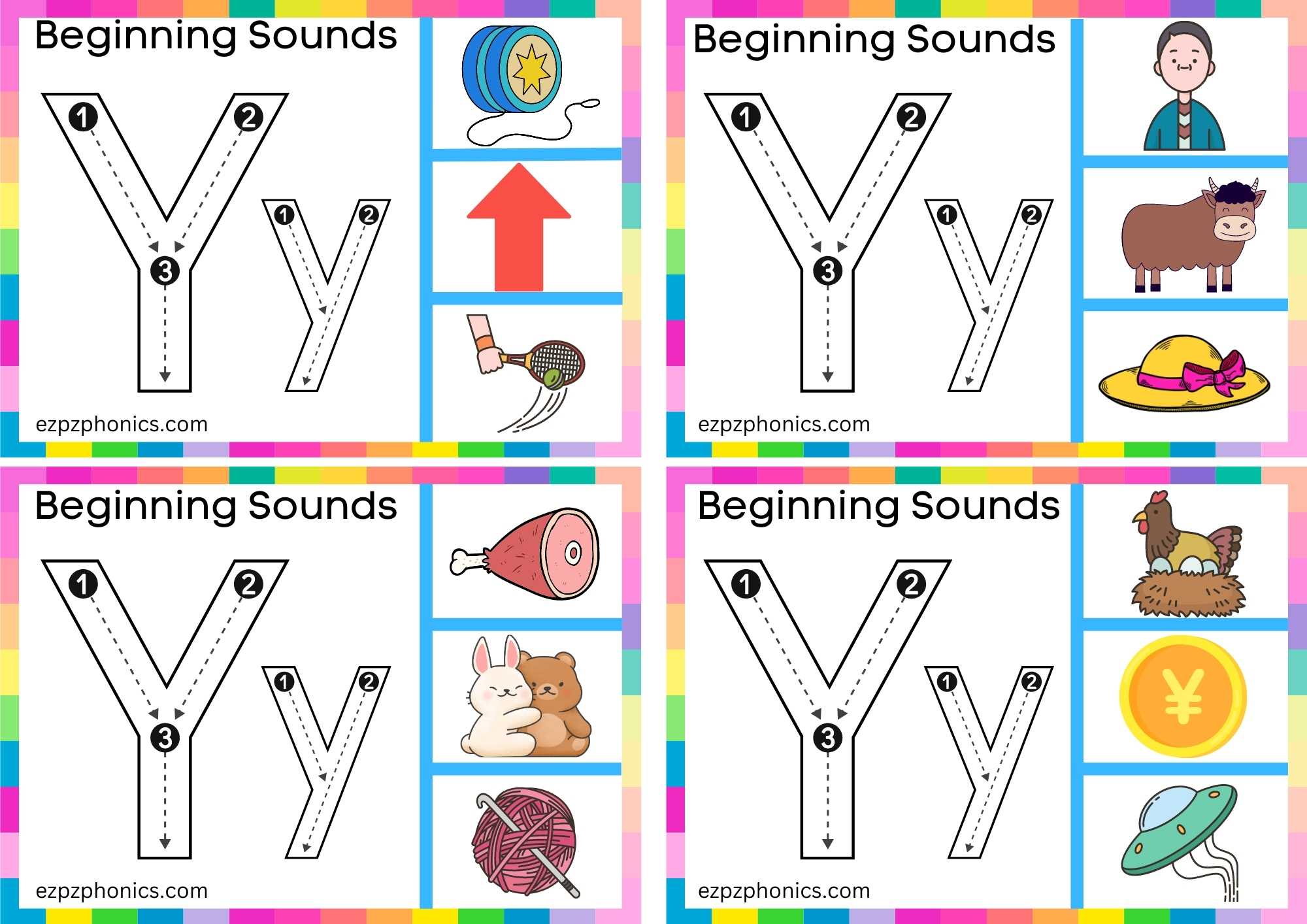 1 Y Beginning Sound Clip Cards - ezpzphonics.com