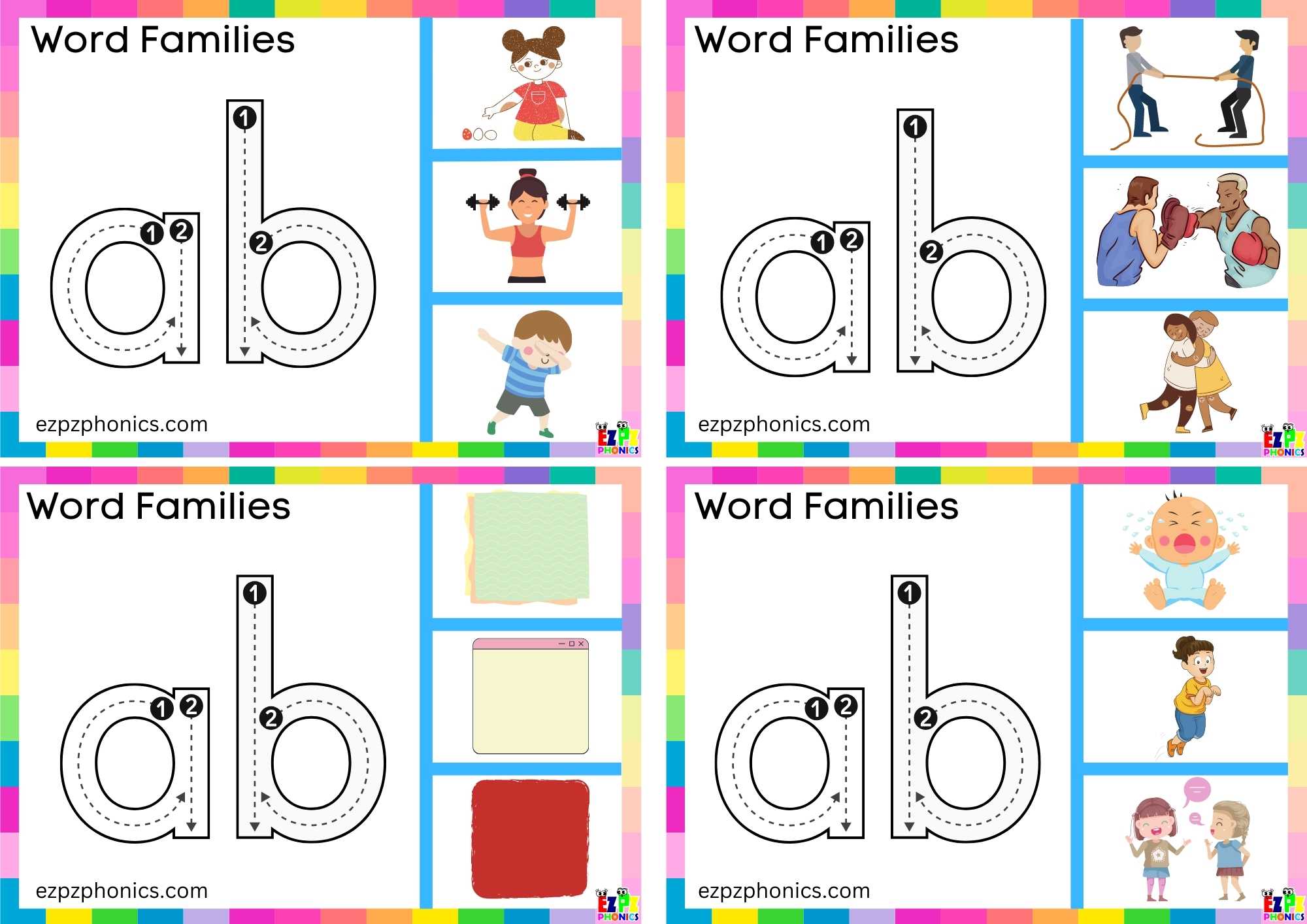 ab Word Family Trace the Letters and Clip the Correct Image. Clip Card ...