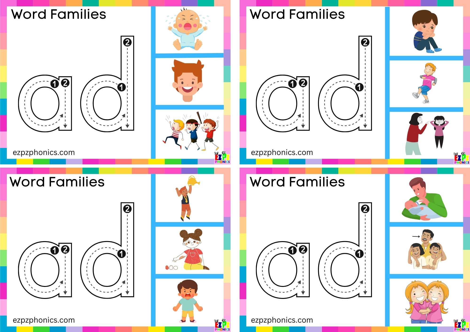 ad Word Family Trace the Letters and Clip the Image. Clip Card Activity ...