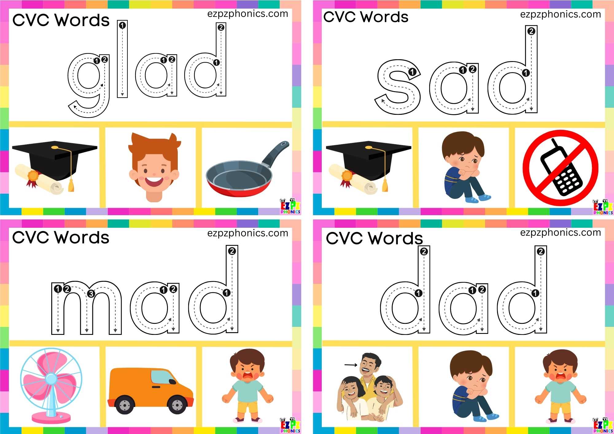 Word Family ad Trace the Word then Clip the Correct Image. Clip Card ...