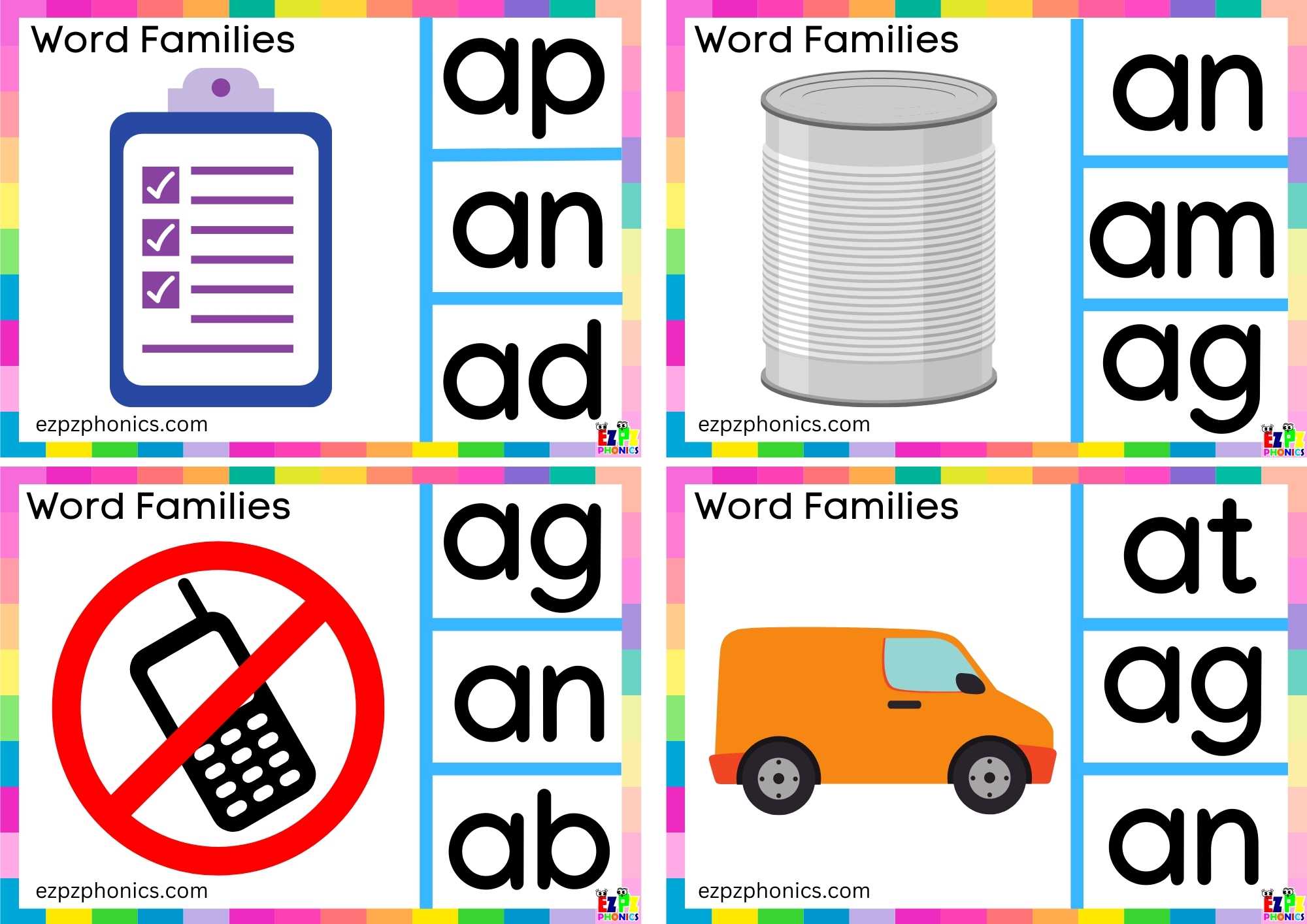 Word Family an Look at the image and clip the correct letters clip ...