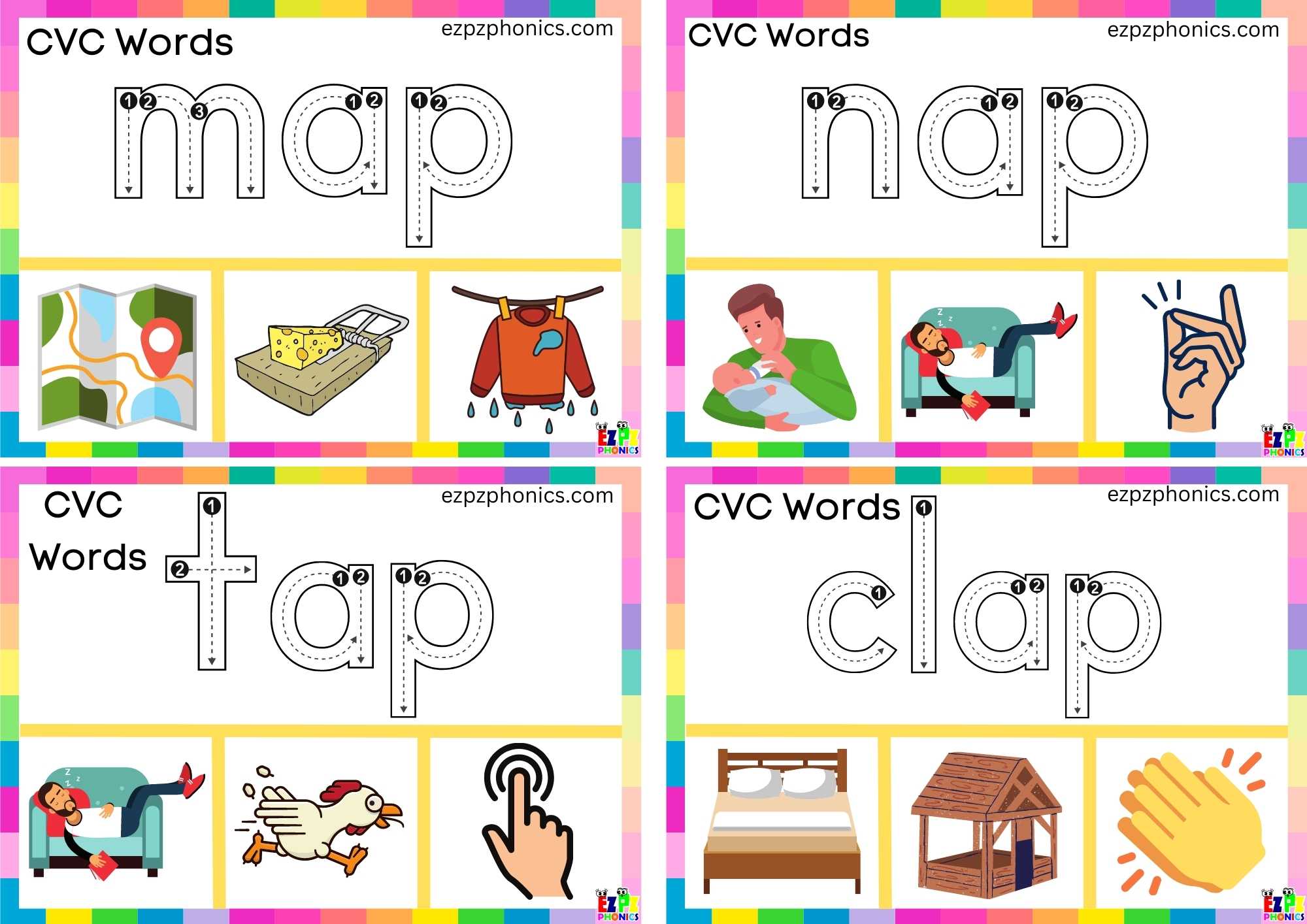 Word Family ap Trace the word and clip the correct image. This set ...
