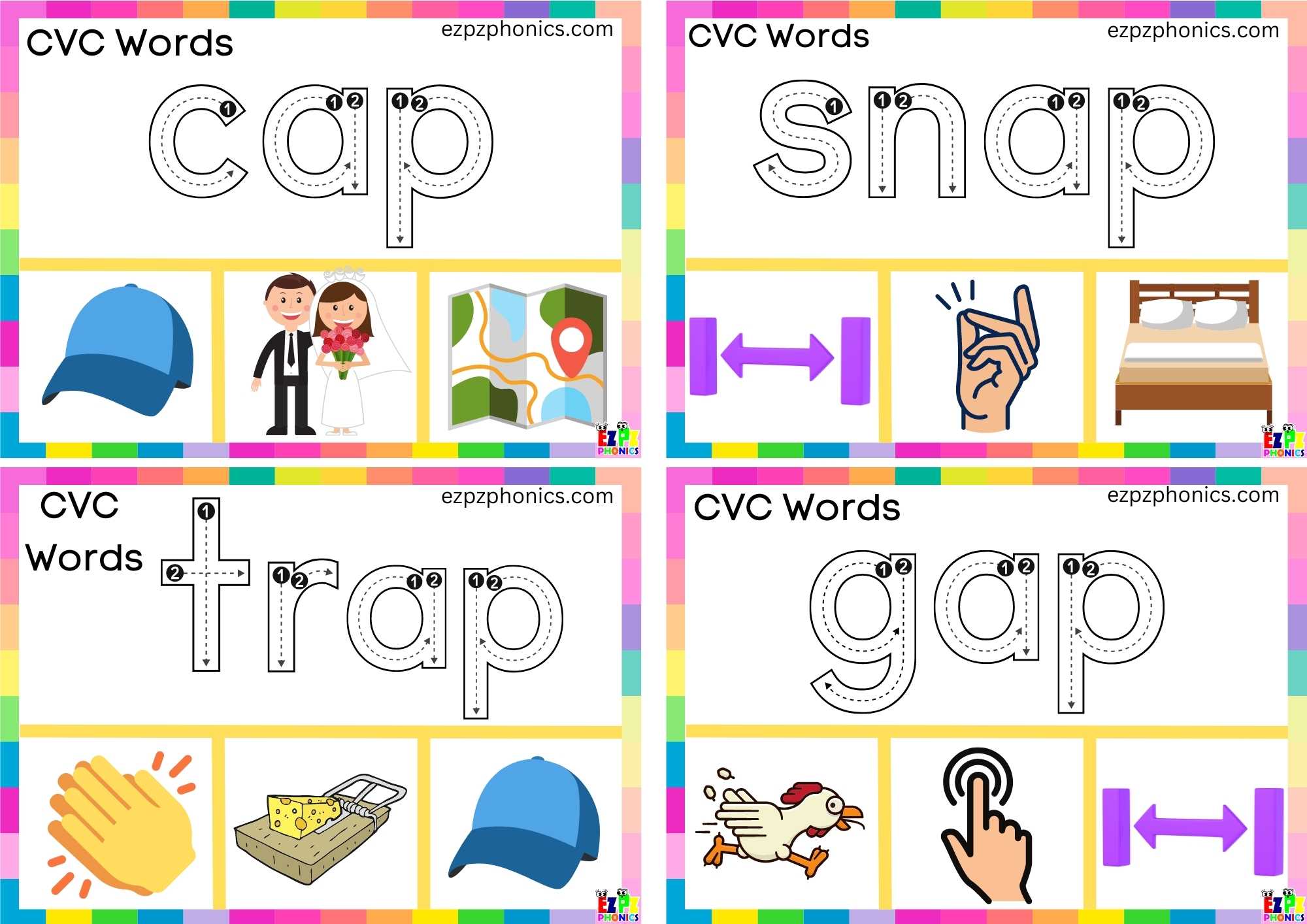 Word Family ap Trace the word and clip the correct image. This set ...