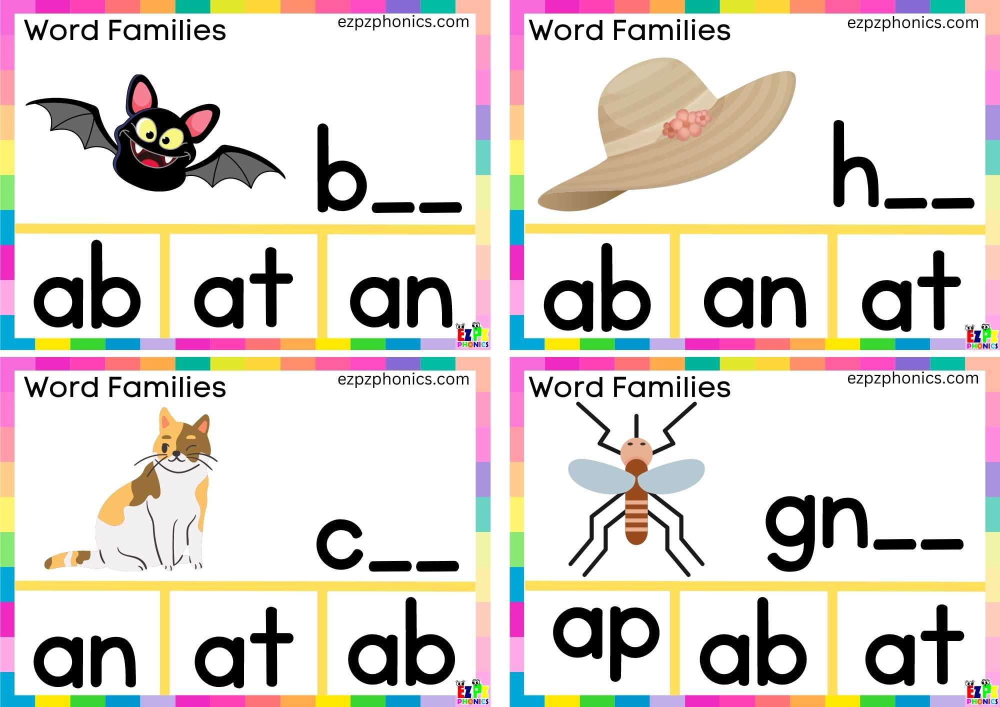 at Word Family Finish the word and clip the correct letters Clip Cards ...