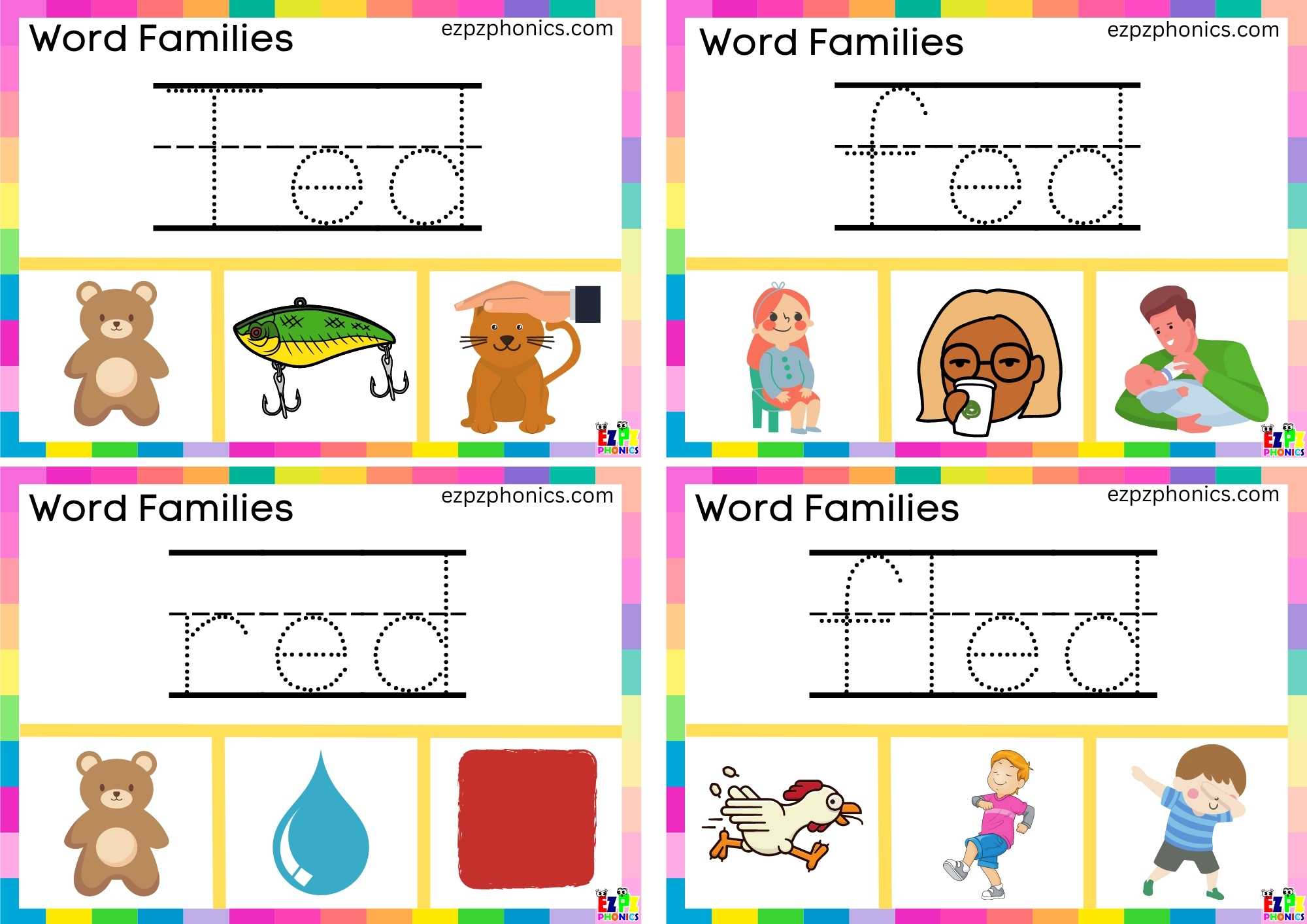 Word Family ed Write the words and clip the image clip cards group 2 ...
