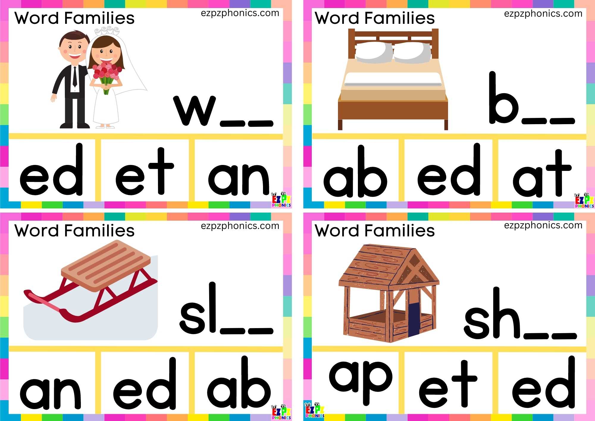 ed Word Family Finish the word and clip the correct letters clip cards ...