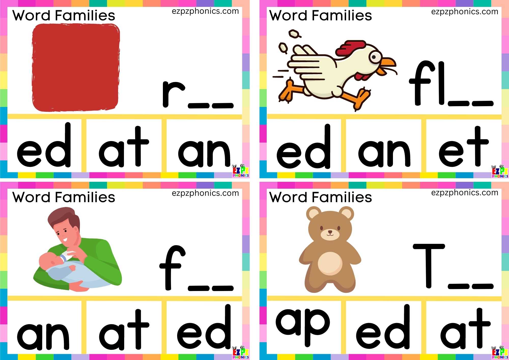 ed Word Family Finish the word and clip the correct letters clip cards ...