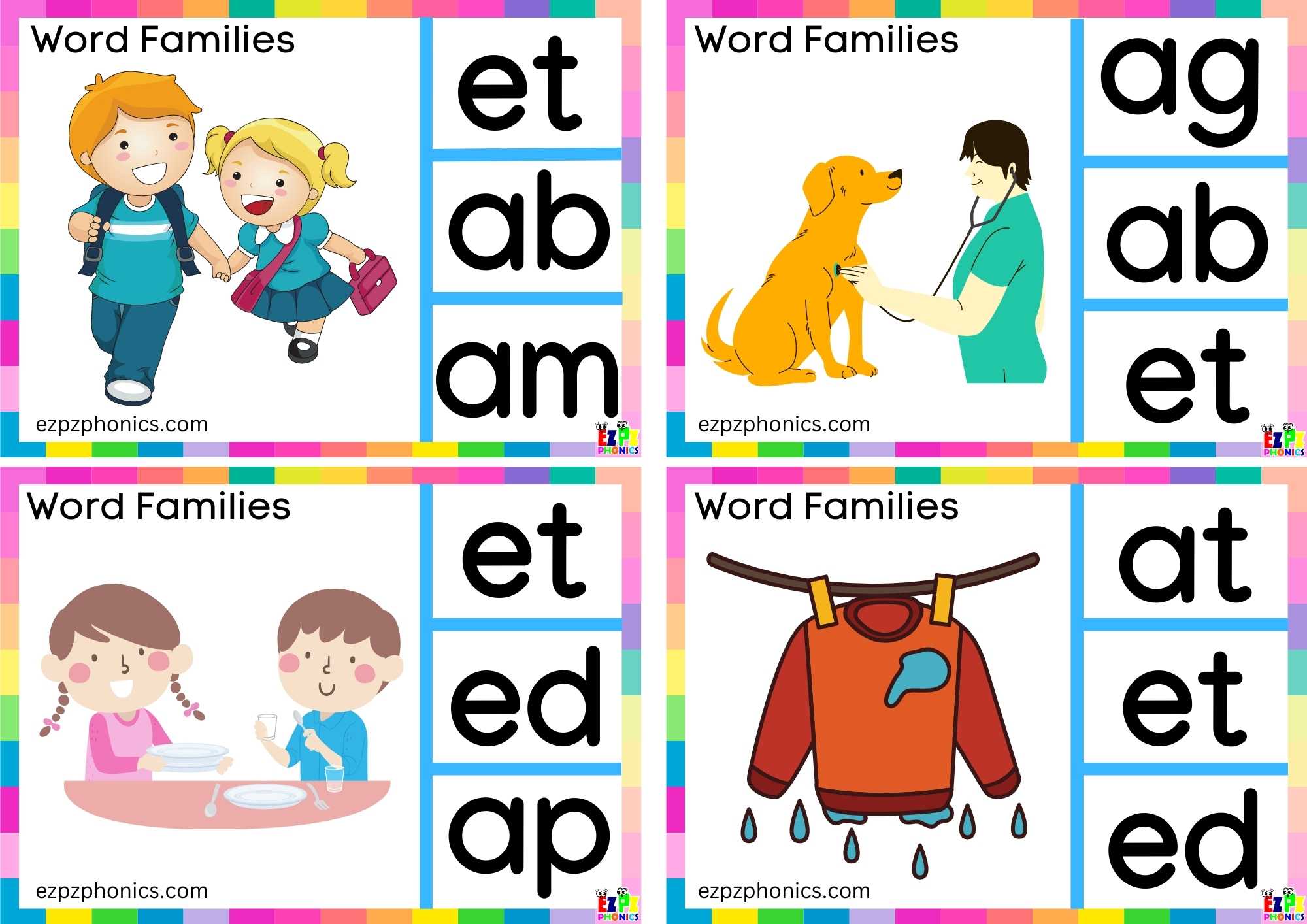 Word Family et Look at the image and clip the correct letters clip ...