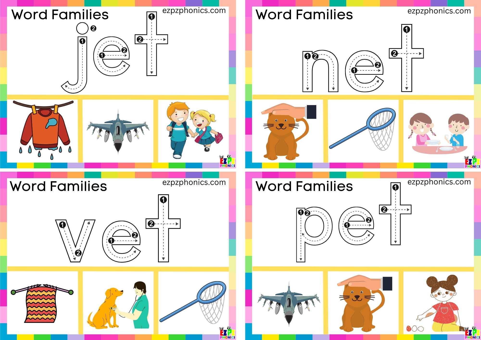 Word Family et trace the word and clip the correct image Clip cards ...