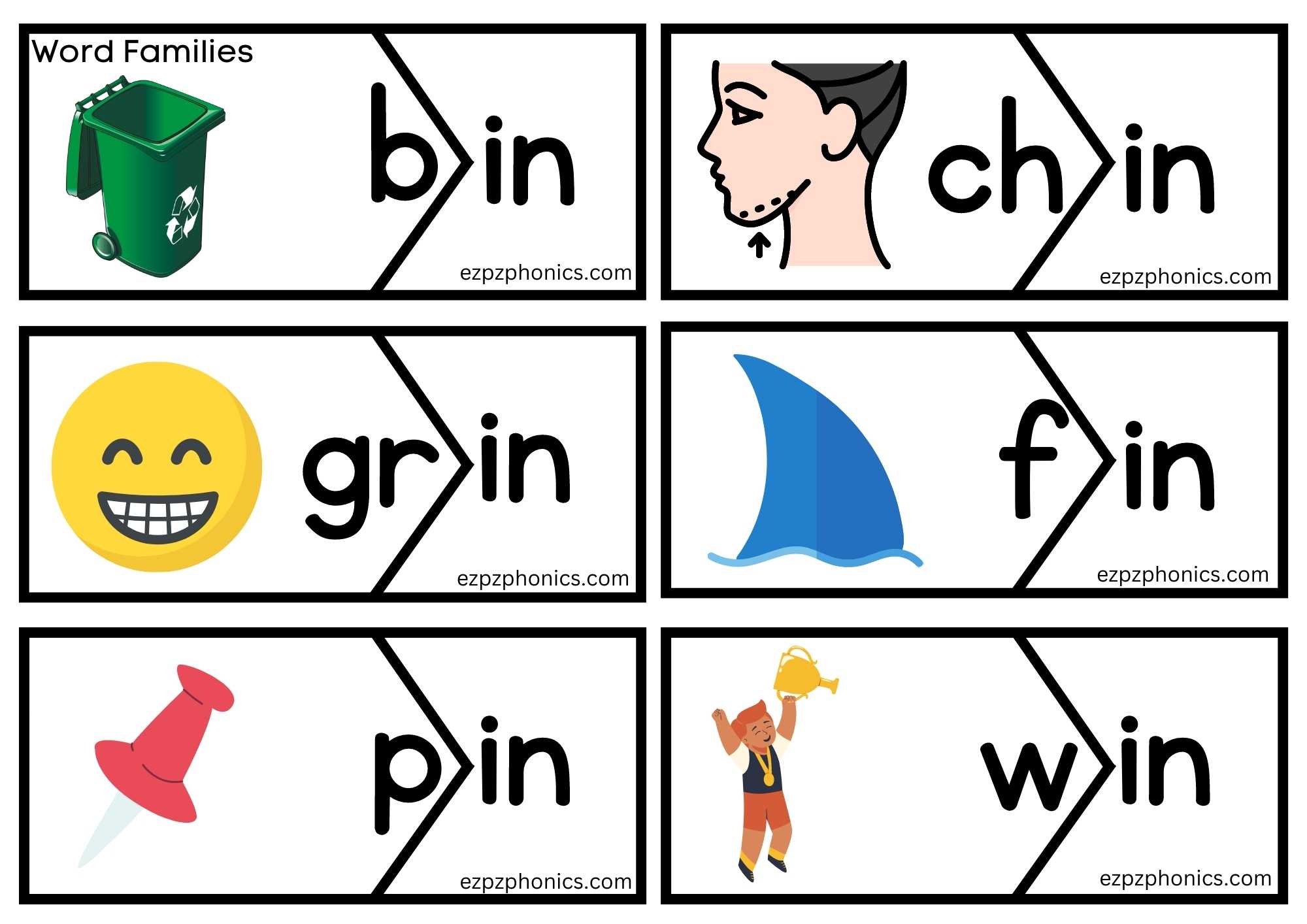 Puzzle match activity Word Family in Phonics Activities - ezpzphonics.com
