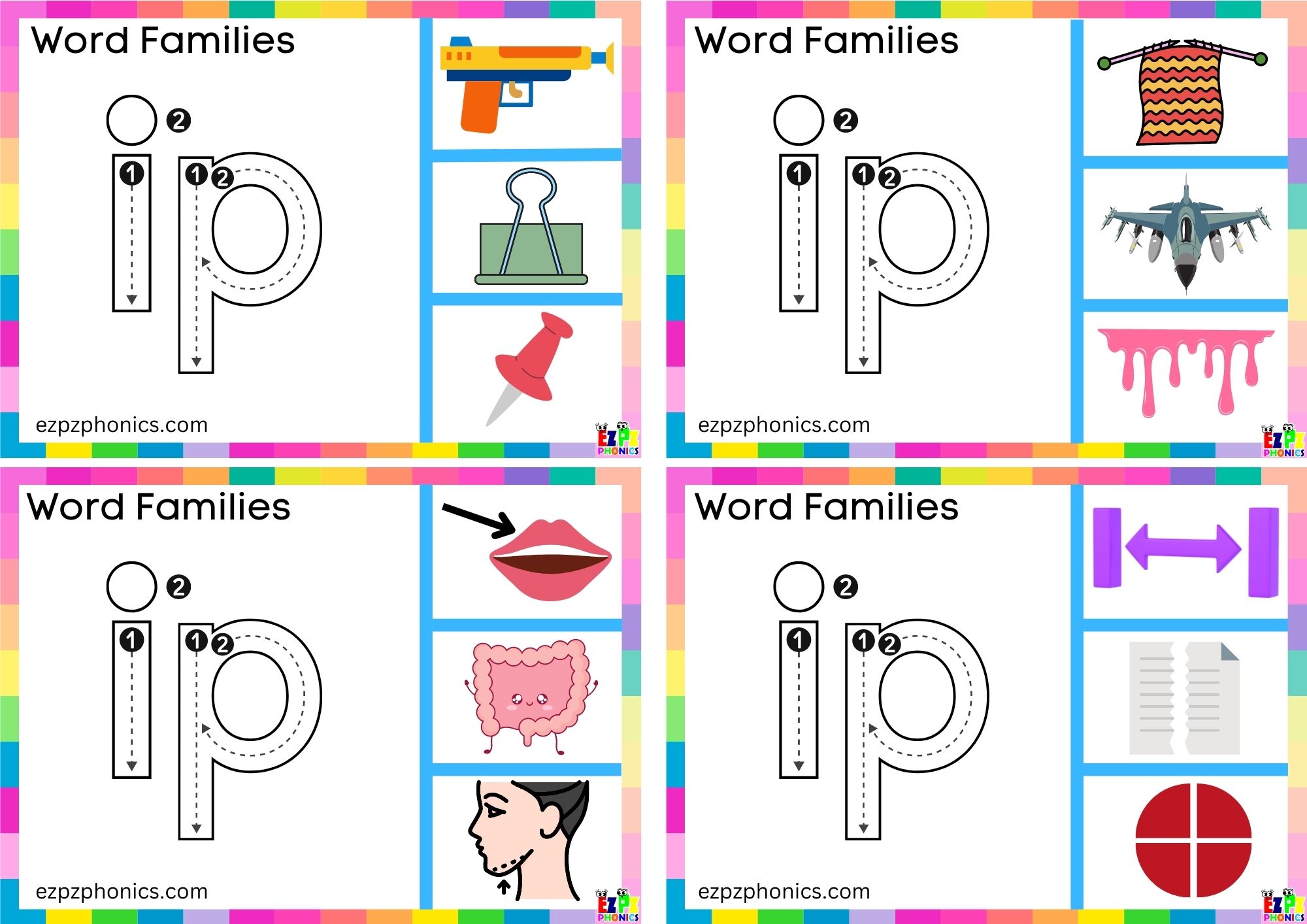 Word Family ip Trace the letters and clip the image clip cards group 1 ...