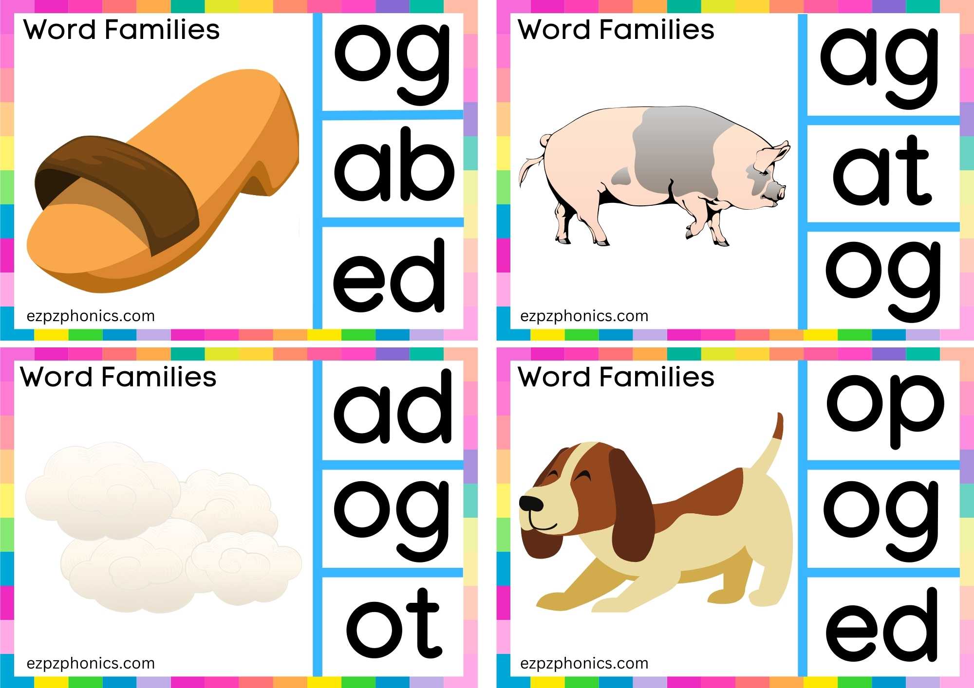 Word Family og Look at the image and clip the correct letters Clip ...