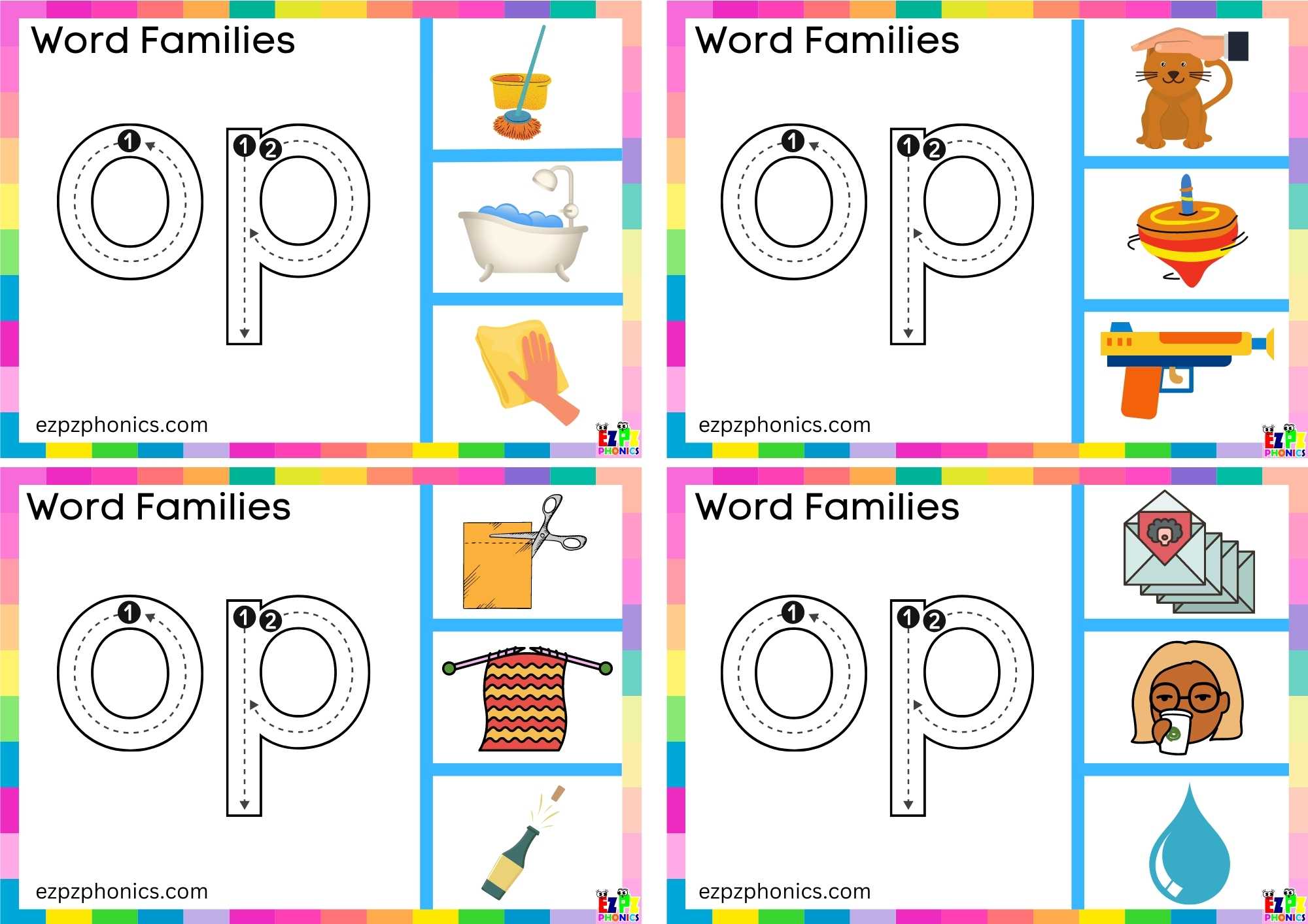 Word Family op Trace the letters and clip the image Clip cards set 2 ...