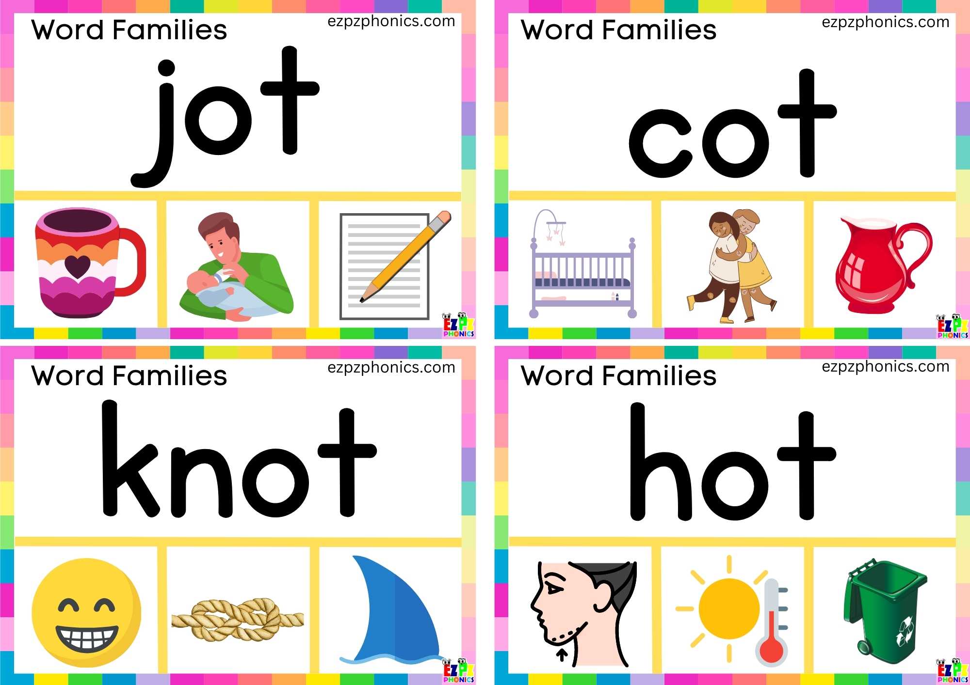 Read the word and clip the correct image Clip cards Word Family ot ...