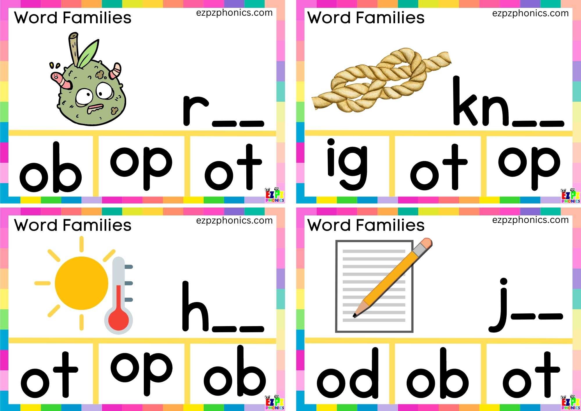 Finish the word and clip the correct letters ot Word Family group 1 ...