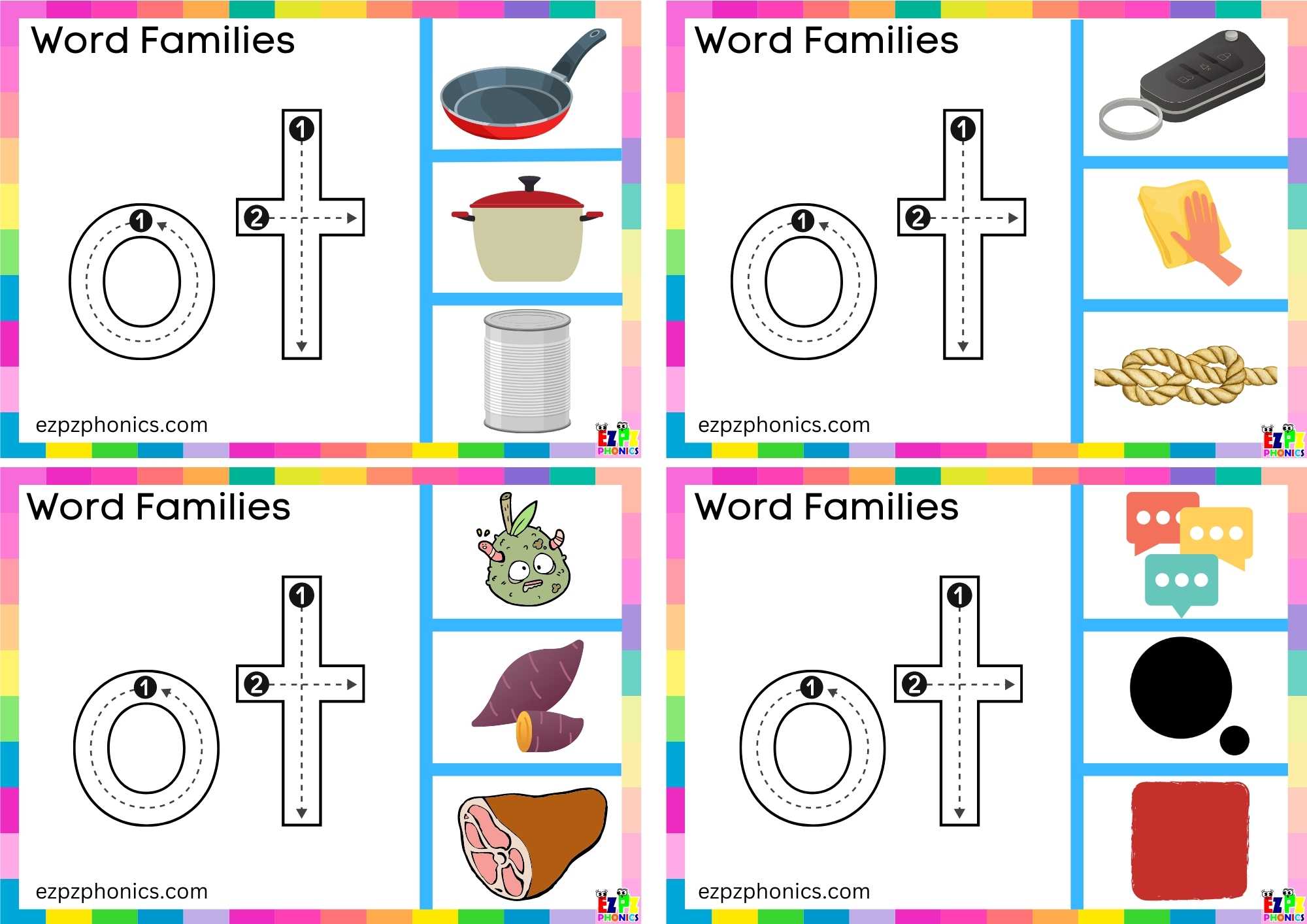 Trace the letters and clip the image Clip cards set 2 Word Family ot ...