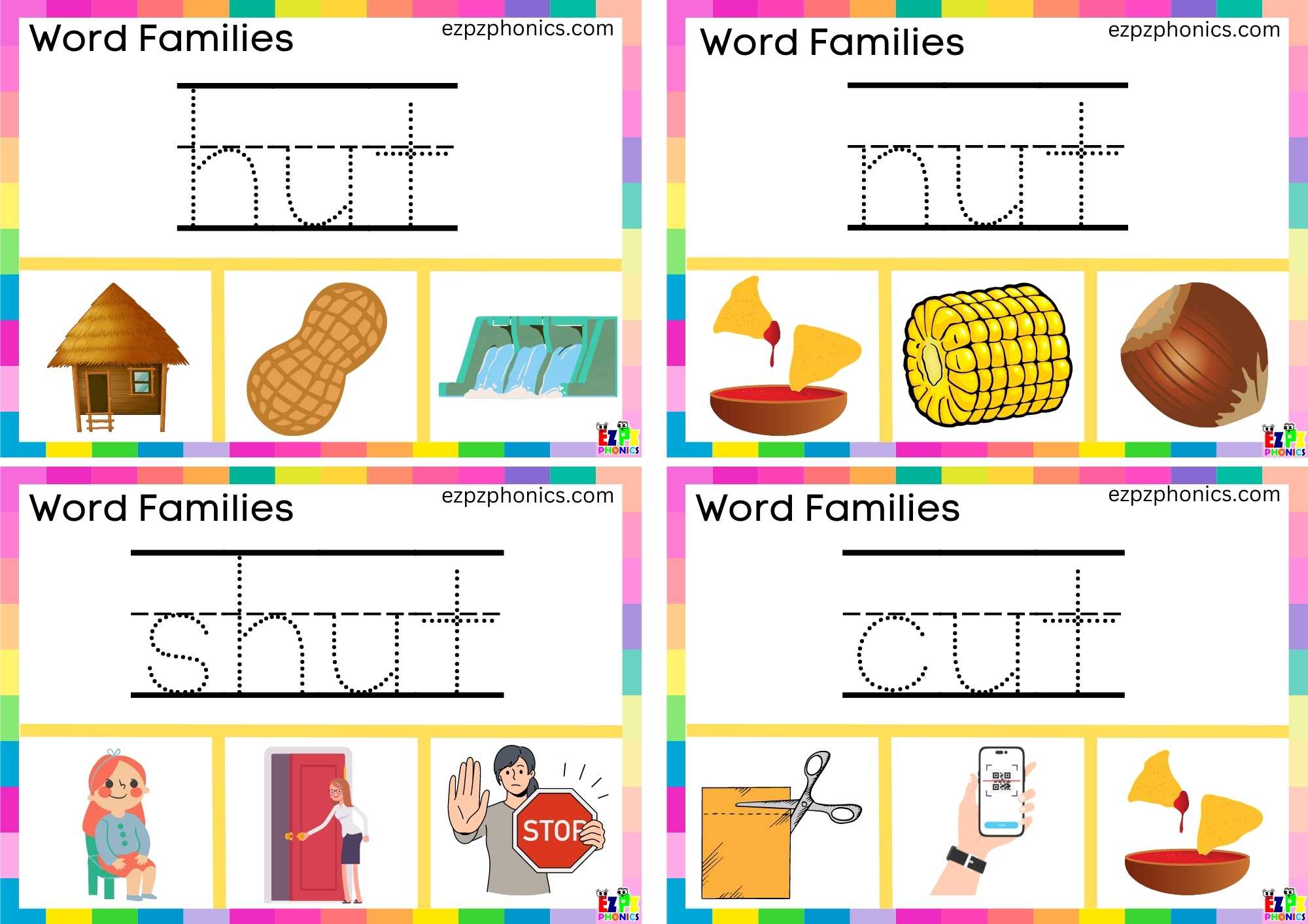 Write the word and clip the image Clip cards set 1 Word Family ut ...