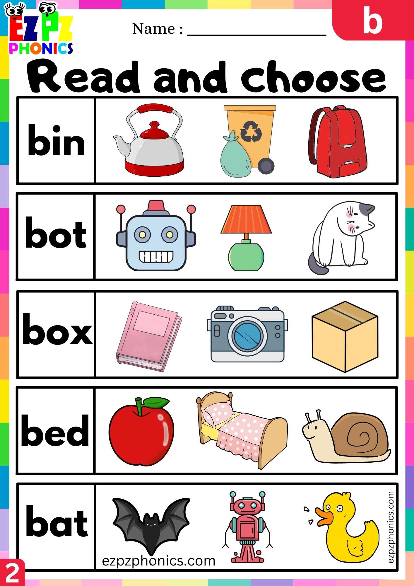 Group2 Letter b Read and Choose Beginning Sounds Worksheet ...