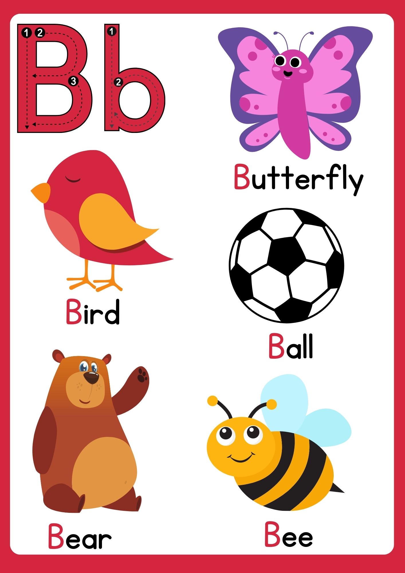Letter B flashcard with words group 3 - ezpzphonics.com