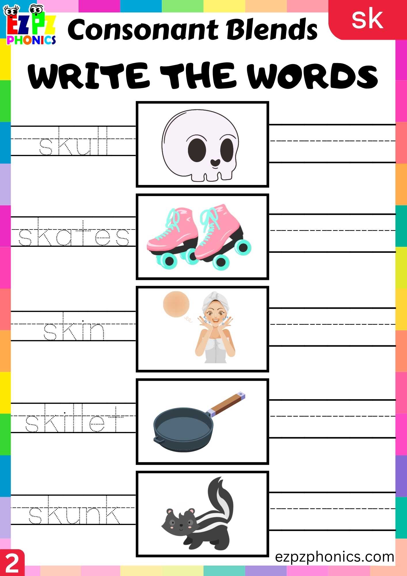 Group2 SK Words Write The Words Phonics Consonant Blends Worksheet ...