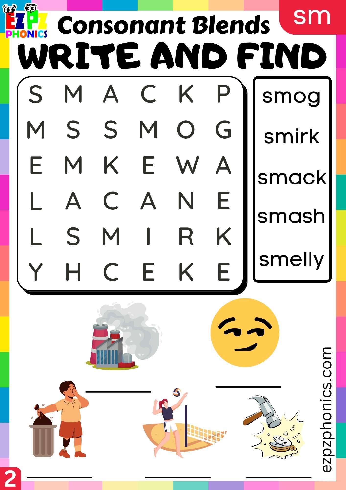 Group2 SM Words Write And Find Phonics Consonant Blends Worksheet ...