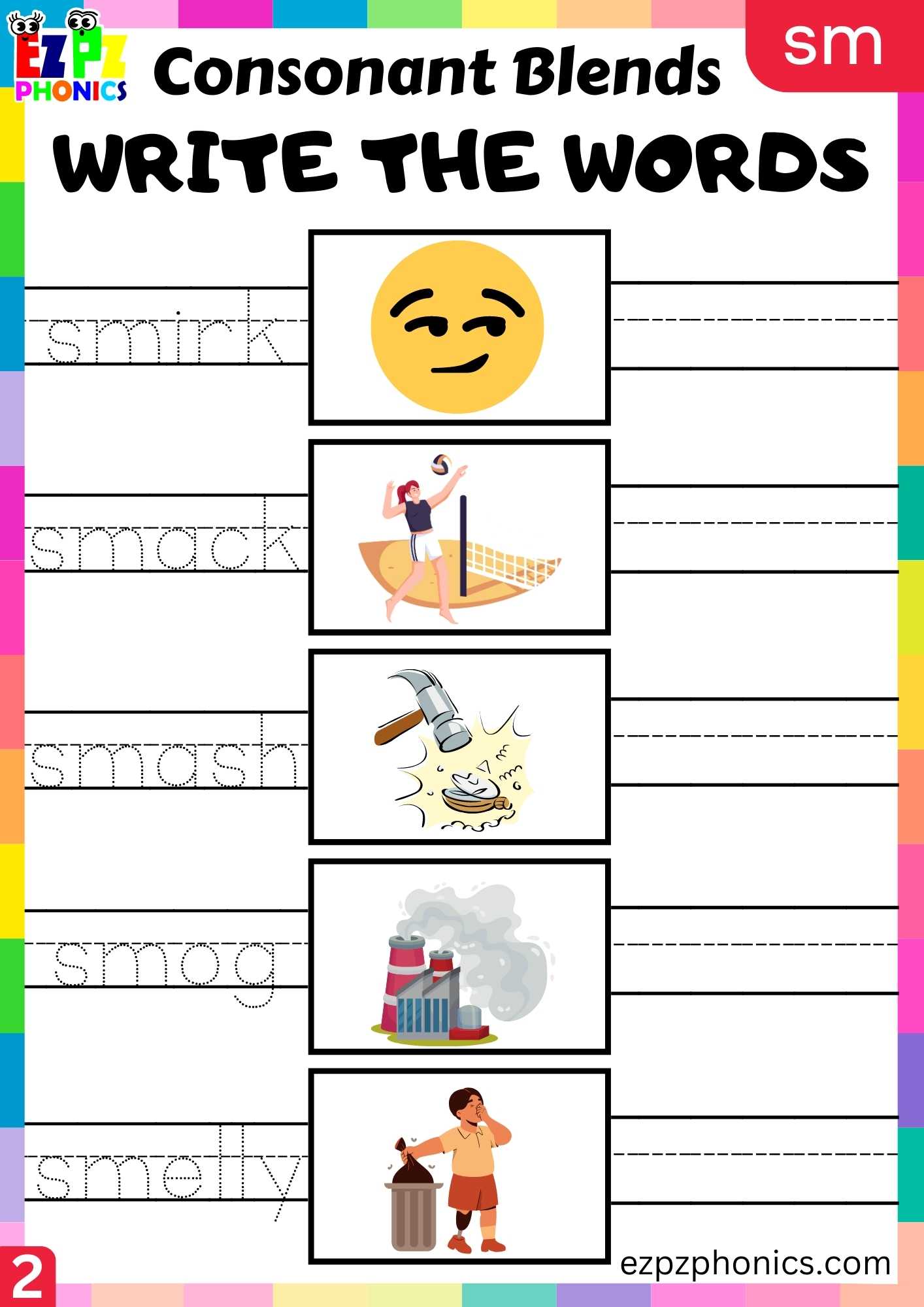 Group2 SM Words Write The Words Phonics Consonant Blends Worksheet ...
