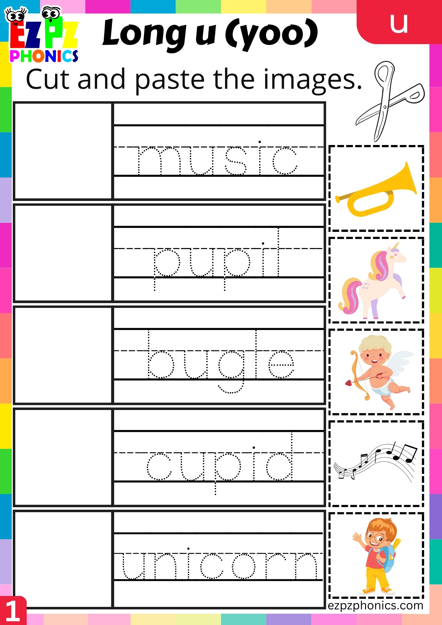 Write the Words for u Words Long u (yoo) Sound - ezpzphonics.com