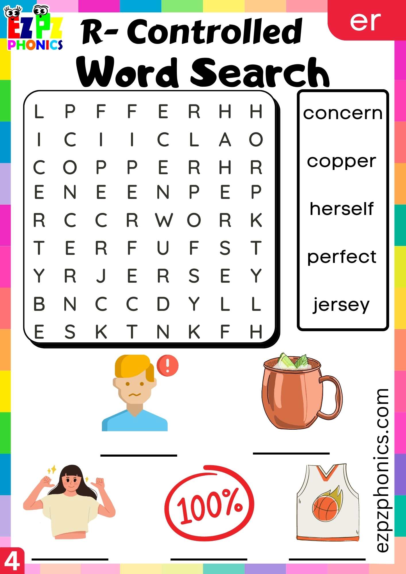 Word search activity for two syllable er words R controlled vowels ...