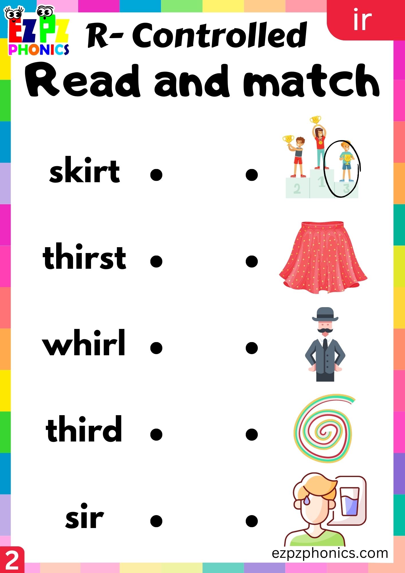Read and match the images activity for ir words R Controlled Vowels ...