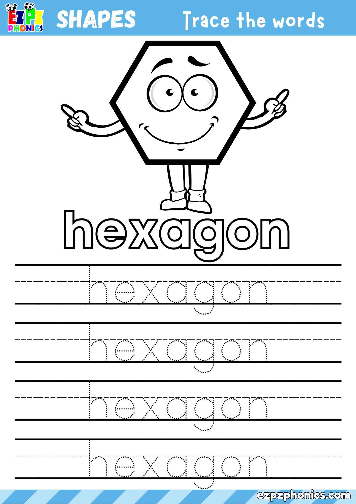 Hexagon Shape - Color the Shape and Trace the Words Activity ...