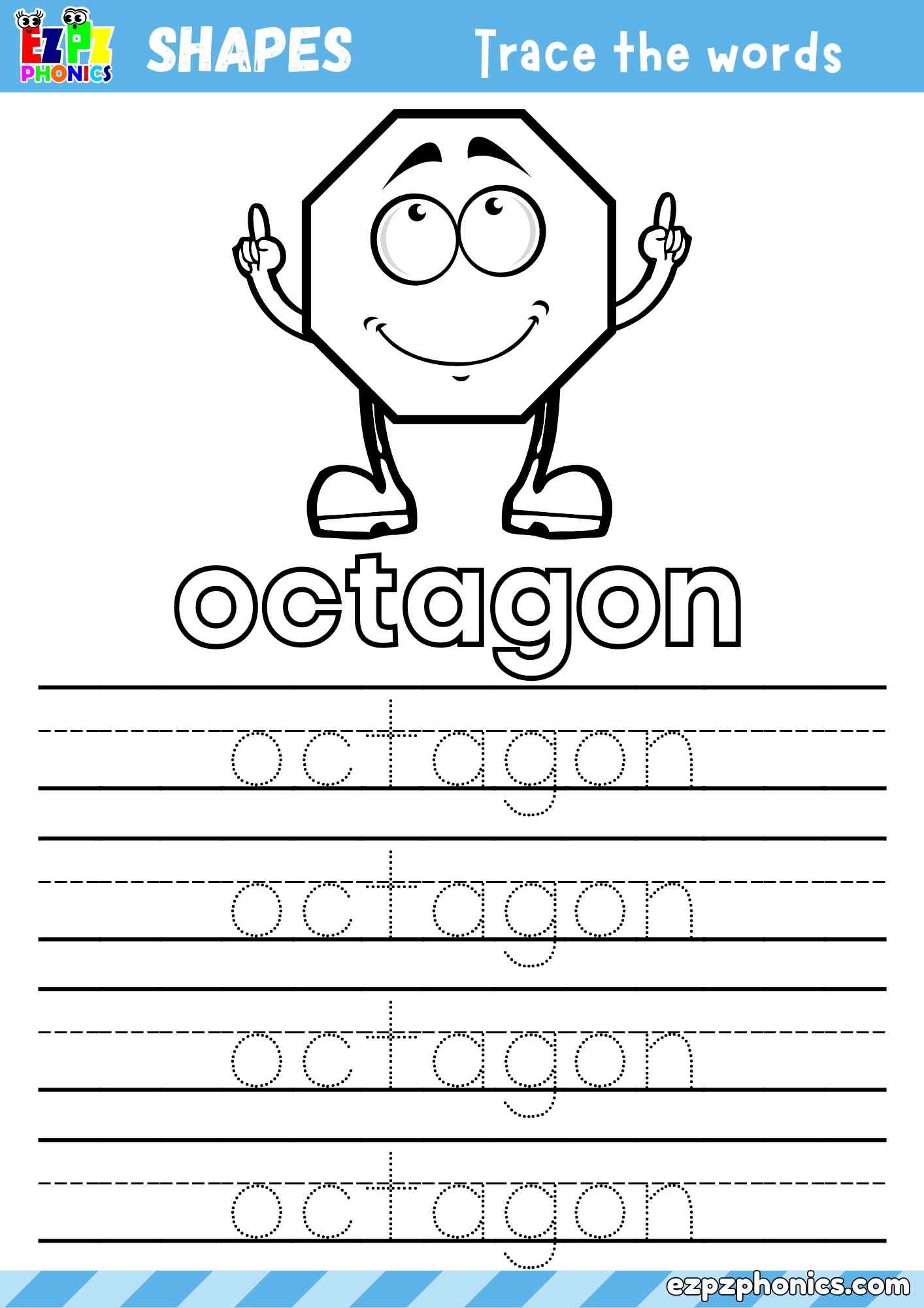Octagon Shape - Color the Shape and Trace the Words Activity ...